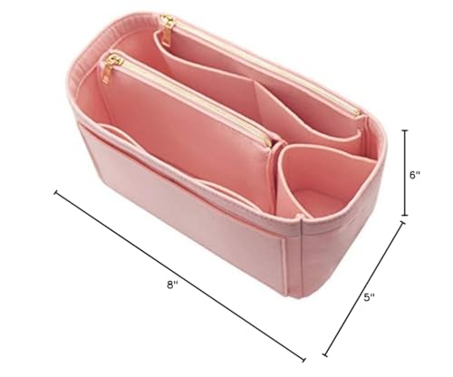 LEXSION Felt Purse Insert Handbag Organizer Bag in Bag Organizer with Zipper Wallet Bag Bottle Holder 8023 Pink L