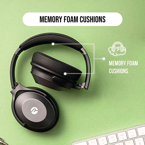 Raycon The Work Bluetooth Wireless Headphones with Detachable Mic, Active Noise Cancellation, 32 Hours of Battery, Memory Foam Cushions, with Talk, Text, and Play, Bluetooth 5.0 (Black)