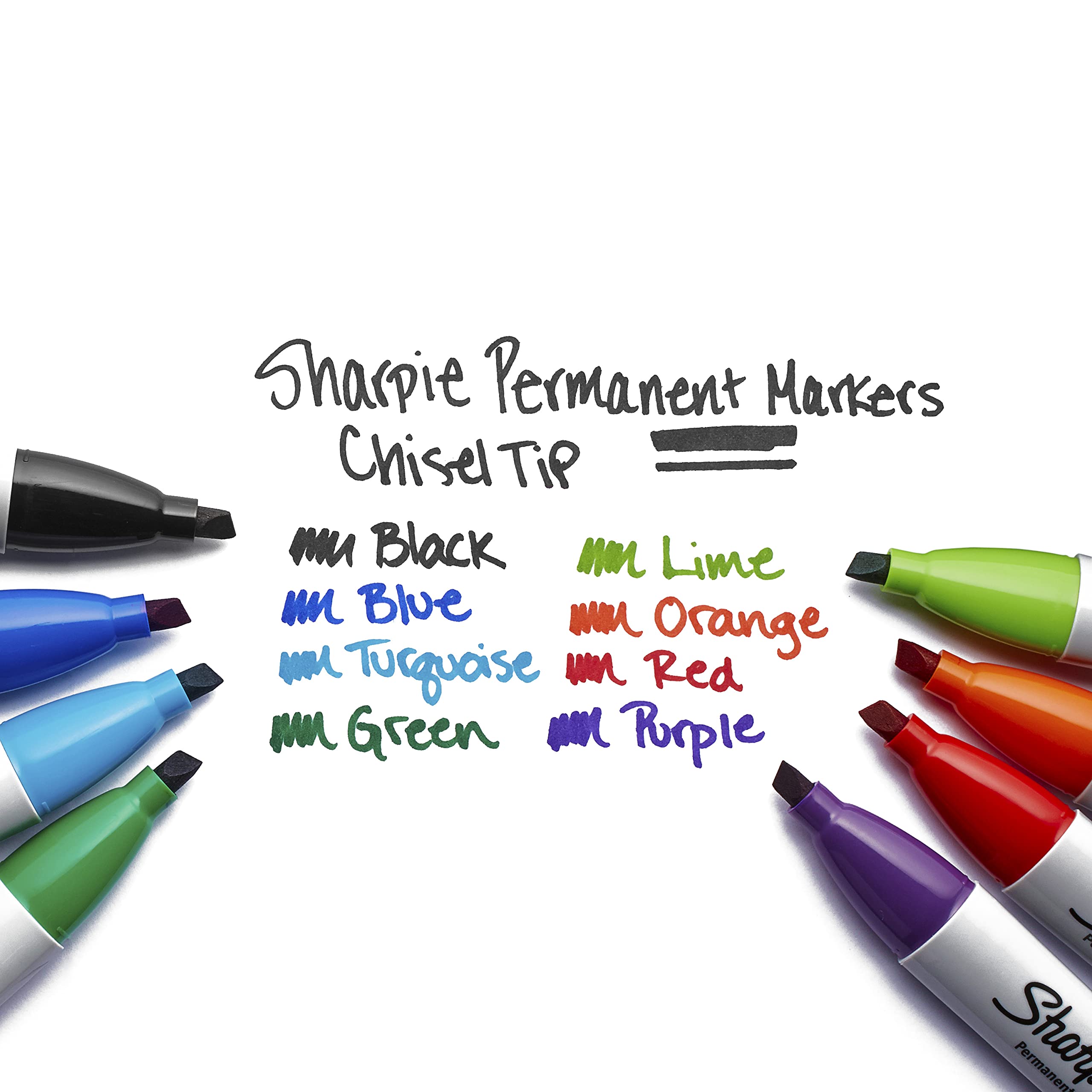 Sharpie 38201 Permanent Markers, Chisel Tip, Black, 12 Count