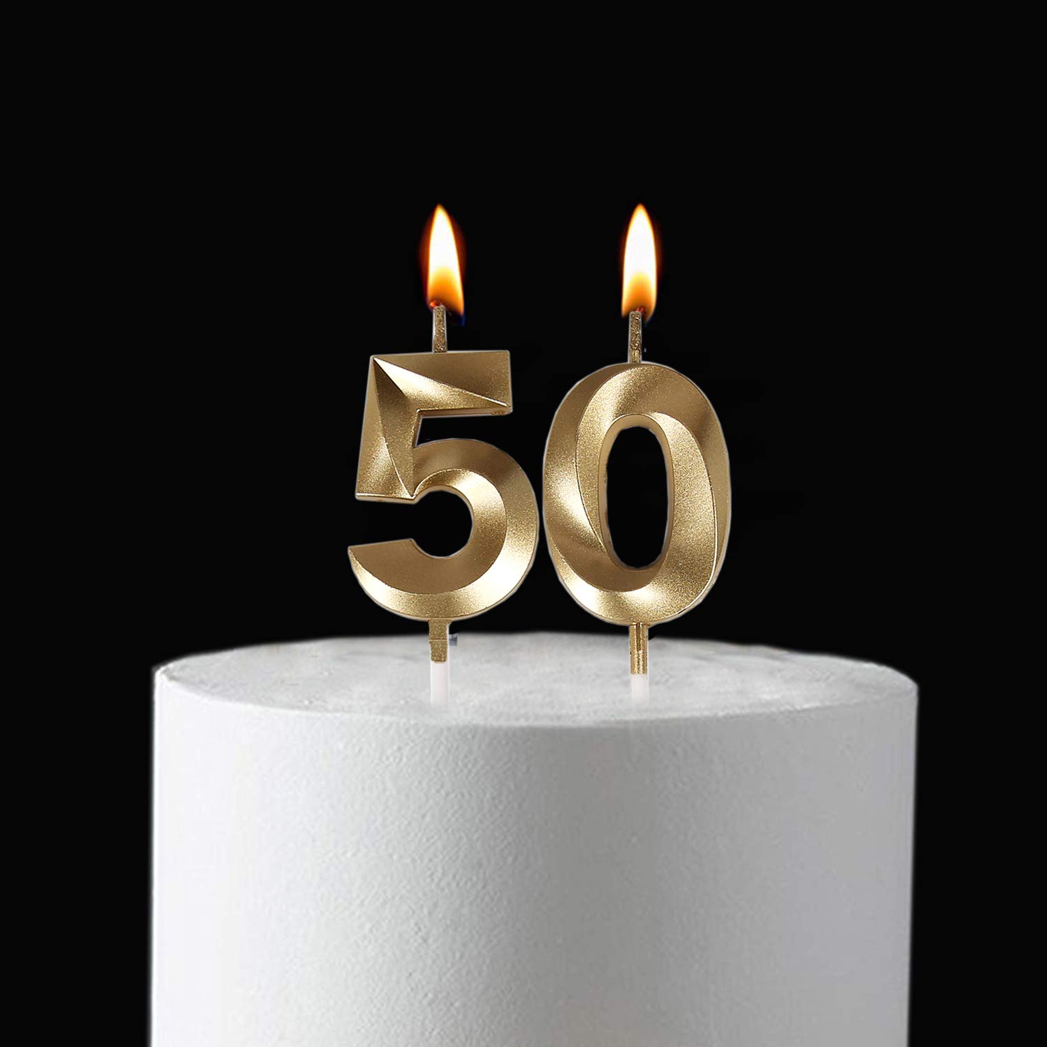 Bailym 50th Birthday Candles,Gold Number 50 Cake Topper for Birthday Decorations Party Decoration
