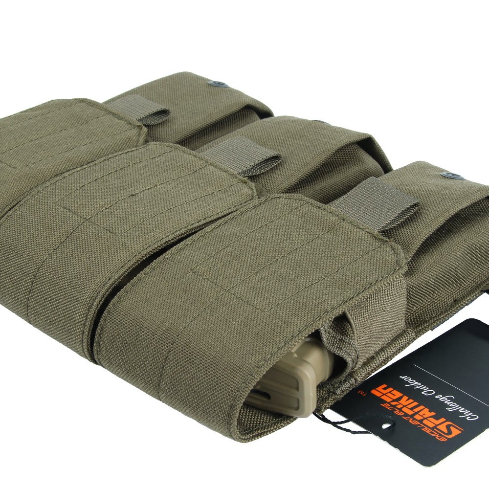 EXCELLENT ELITE SPANKER Tactical Molle Single/Double/Triple Mag Pouch for M4 M14 M16 AR15 AR10 G36 Magazine Holds 2 Mags(Ranger Green)