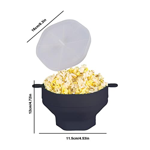 Micropop, Popcorn Silicone Bowl With Lid, Foldable Popcorn Popper Machine With Double Handle, Silicone Microwave Popcorn Popper, Popcorn Collapsible Bowl, Popcorn Maker For Office Small Kitchen