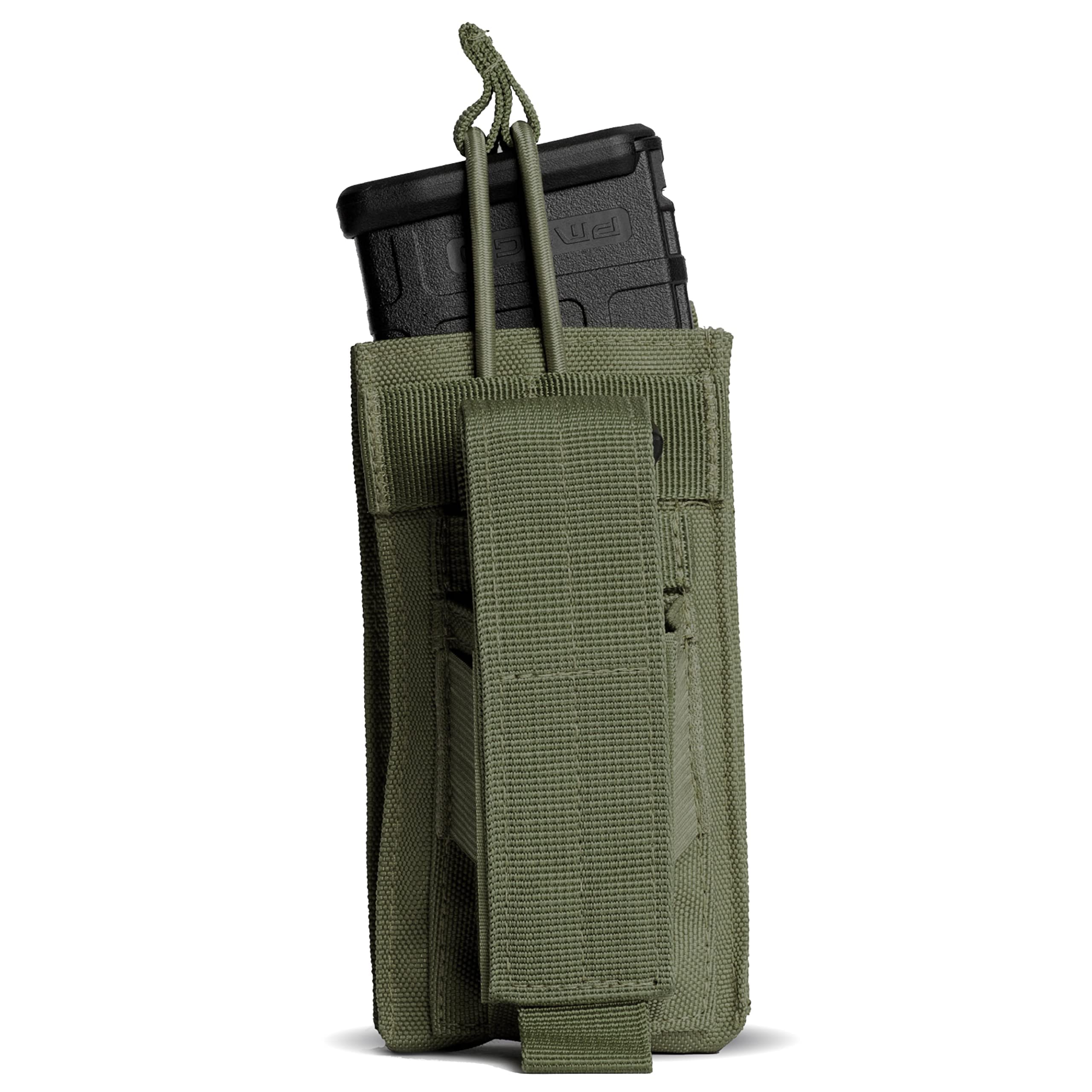 Tacticon K1 BattlePouch | 1 Rifle + 1 Pistol Mag Pouch | Combat Veteran Owned | Molle Single Rifle Pistol Magazine Holster Ammo | Tactical Bag Accessories Holder (1 Rifle + 1 Pistol [OD Green])