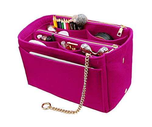 LEXSION 3 in 1 Felt Purse Organizer Insert Bag in Bag with a Bottle Holder Shaper 8026 Rosy SM