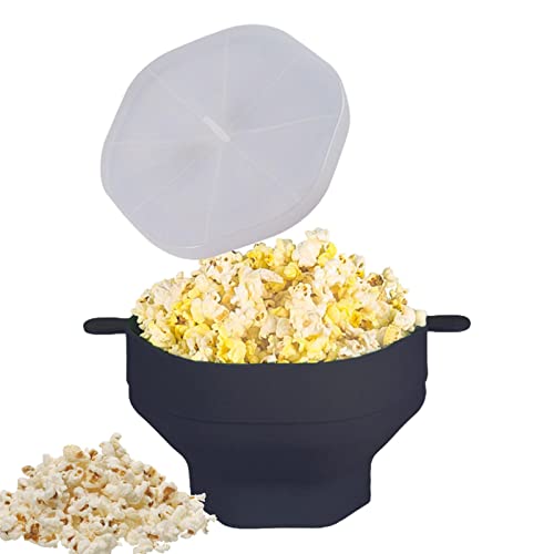 Micropop, Popcorn Silicone Bowl With Lid, Foldable Popcorn Popper Machine With Double Handle, Silicone Microwave Popcorn Popper, Popcorn Collapsible Bowl, Popcorn Maker For Office Small Kitchen