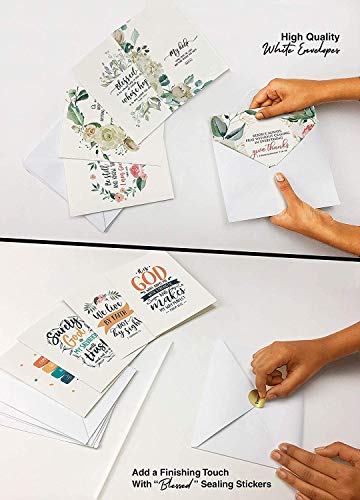 Dessie Bible Verse Cards With 60 Different Designs and Inspirational Bible Verses. Large Blank Note Cards, Envelopes and Gold Seals, 60 Unique Scripture Cards