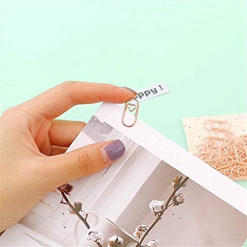 Jteyult 150 Pieces Gold Cute Paper Clips Mini Clips Heart Shaped Paperclips Bookmark Clips for Office Supplier School