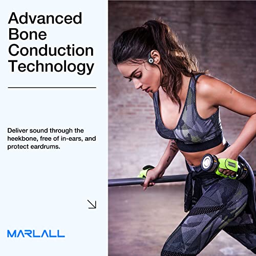 MARLALL Bone Conduction Headphone, Bluetoth Open-Ear/Air Bone Earphones/Earbuds with Mic, Wireless Sport Headphone for Workout, Running, Cycling, Hiking, Gym, Climbing, Driving (Black)