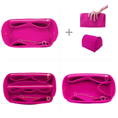LEXSION 3 in 1 Felt Purse Organizer Insert Bag in Bag with a Bottle Holder Shaper 8026 Rosy SM