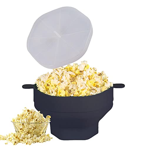 Micropop, Popcorn Silicone Bowl With Lid, Foldable Popcorn Popper Machine With Double Handle, Silicone Microwave Popcorn Popper, Popcorn Collapsible Bowl, Popcorn Maker For Office Small Kitchen