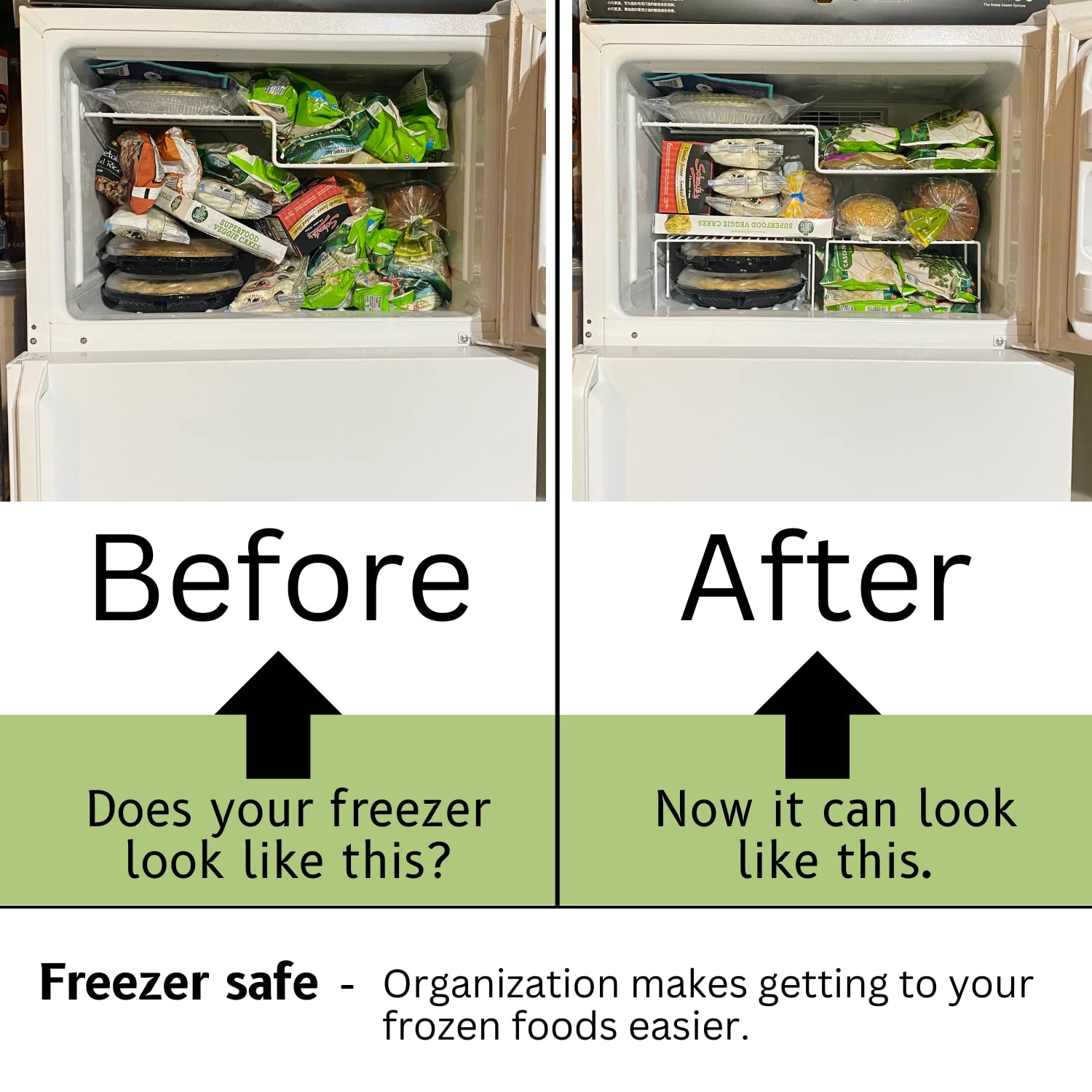 Evelots 2 Pack Kitchen/Bathroom/Pantry/Freezer/Office Extra Shelf-Cabinet Organizer-Double Space-Sturdy Metal-Scratch Resistant PE Plastic Coating-Plastic Feet-White