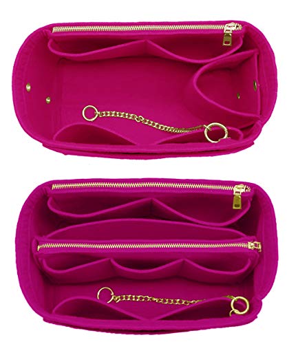 LEXSION 3 in 1 Felt Purse Organizer Insert Bag in Bag with a Bottle Holder Shaper 8026 Rosy SM