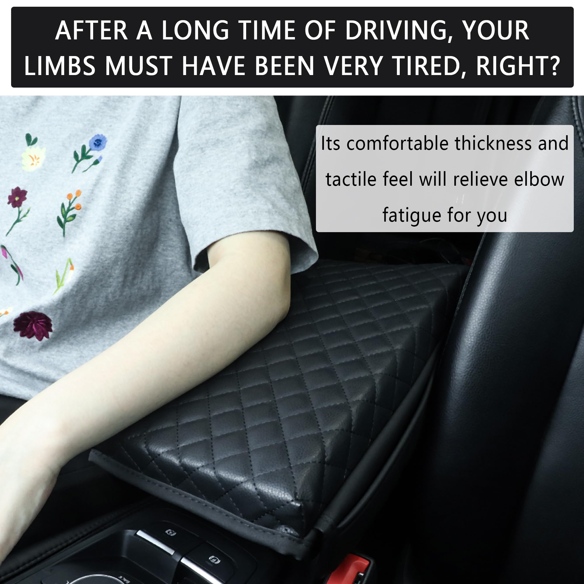 Car Center Console Cover,Soft and Comfortable Car Armrest Box Pad with 2 Storage Bags,Four Seasons Universal Car Interior Accessories Arm Rest Cover for Car Truck SUV Van (Size:12.99x7.28inch)