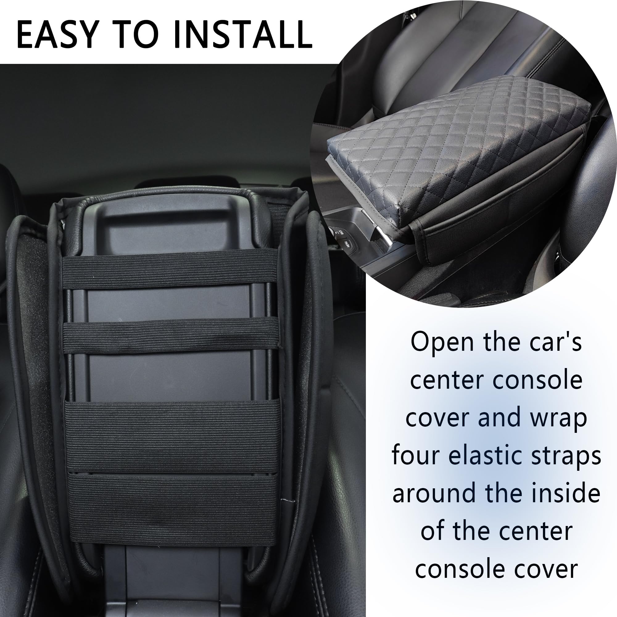 Car Center Console Cover,Soft and Comfortable Car Armrest Box Pad with 2 Storage Bags,Four Seasons Universal Car Interior Accessories Arm Rest Cover for Car Truck SUV Van (Size:12.99x7.28inch)