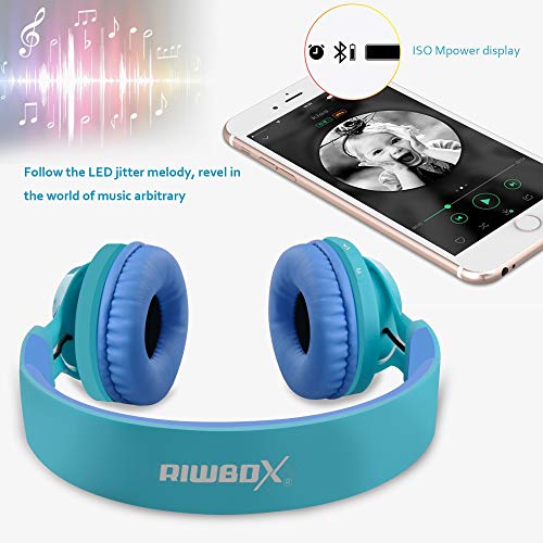 2 Packs Riwbox WT-7S Kids Headphones Wireless, Foldable Stereo Bluetooth Headset with Mic Compatible with PC/Laptop/Tablet/iPad Pink&Blue