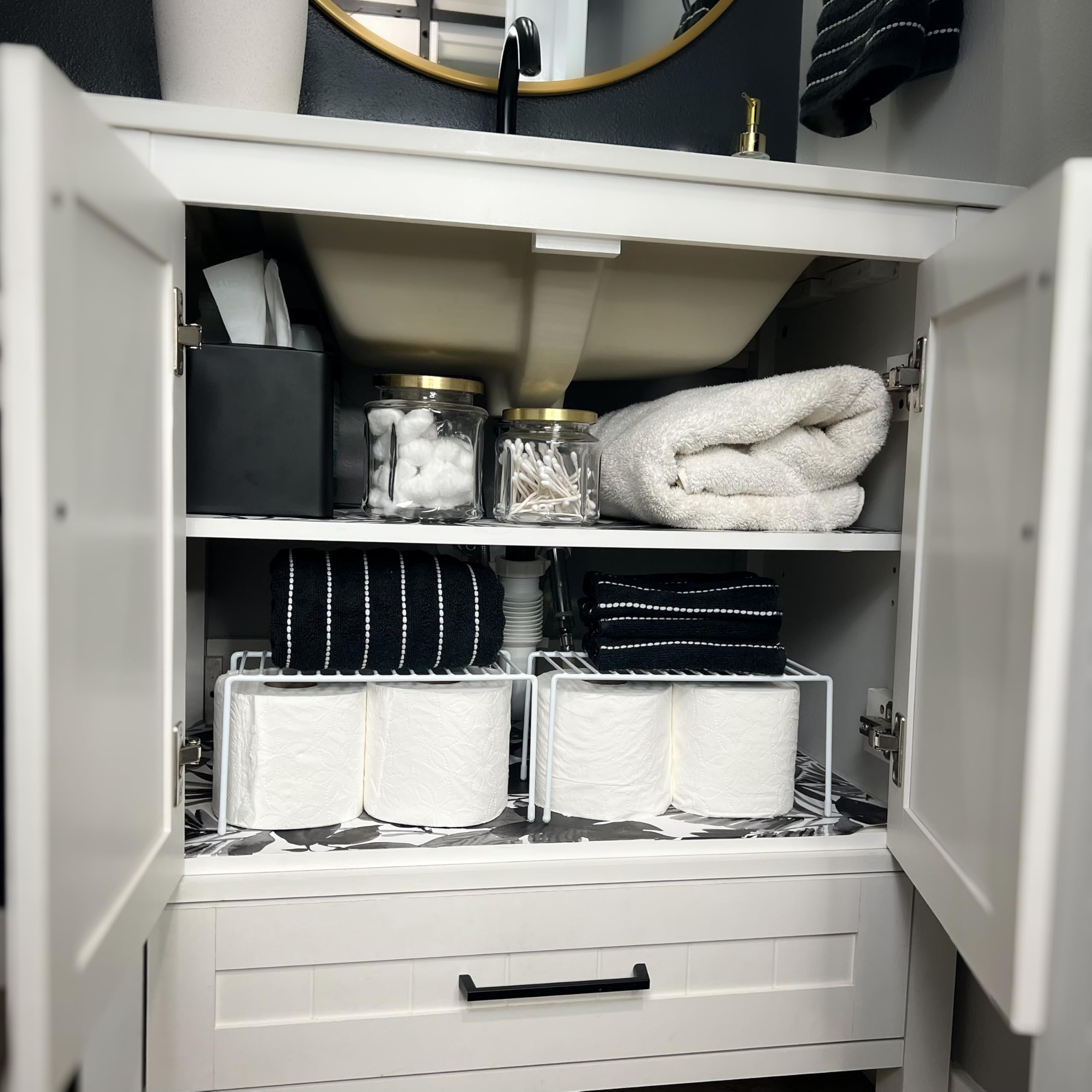 Evelots 2 Pack Kitchen/Bathroom/Pantry/Freezer/Office Extra Shelf-Cabinet Organizer-Double Space-Sturdy Metal-Scratch Resistant PE Plastic Coating-Plastic Feet-White