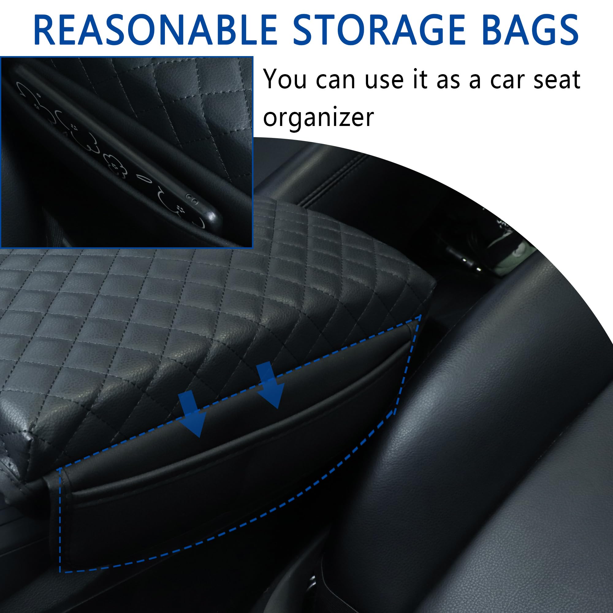 Car Center Console Cover,Soft and Comfortable Car Armrest Box Pad with 2 Storage Bags,Four Seasons Universal Car Interior Accessories Arm Rest Cover for Car Truck SUV Van (Size:12.99x7.28inch)