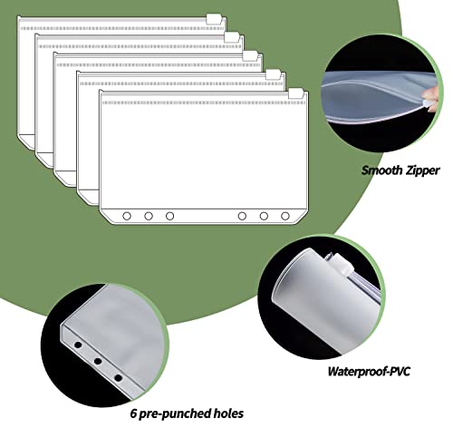 Budget Binder with Zipper Envelopes,Cash Envelopes for Budgeting, Money Organizer for Cash, A6 Budget Binder with 8pcs Cash envelopes, 12pcs Expense Trackers, 23pcs Label Stickers
