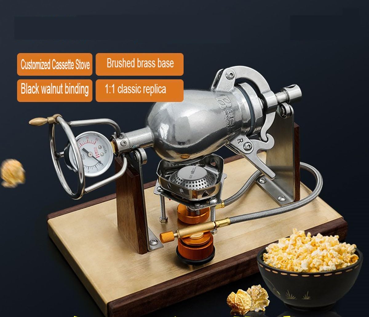 SchAan chinese popcorn maker high pressure popcorn makerTraditional Old-Fashioned Popcorn Machine, Mini Hand Popcorn Machine, Stainless Steel Popcorn Machine