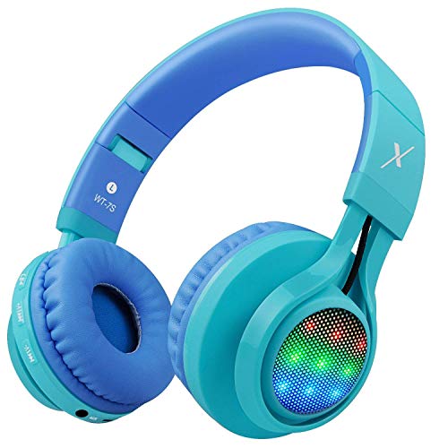 2 Packs Riwbox WT-7S Kids Headphones Wireless, Foldable Stereo Bluetooth Headset with Mic Compatible with PC/Laptop/Tablet/iPad Pink&Blue