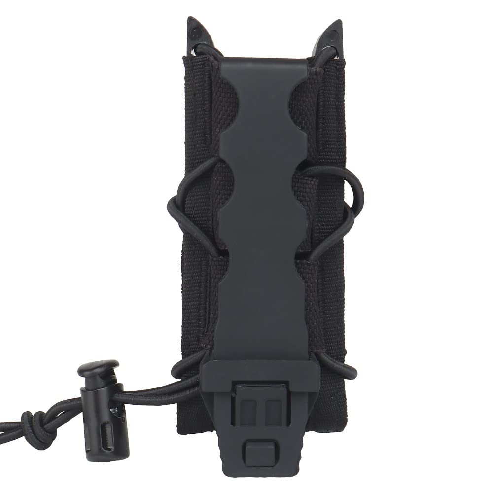 Tactical Magazine Pouch 9mm Pistol Single Mag Bag Molle Flashlight Pouch Torch Holder Hunting Knife Holster Shooting Airsoft (Color : MG-48-BLK)