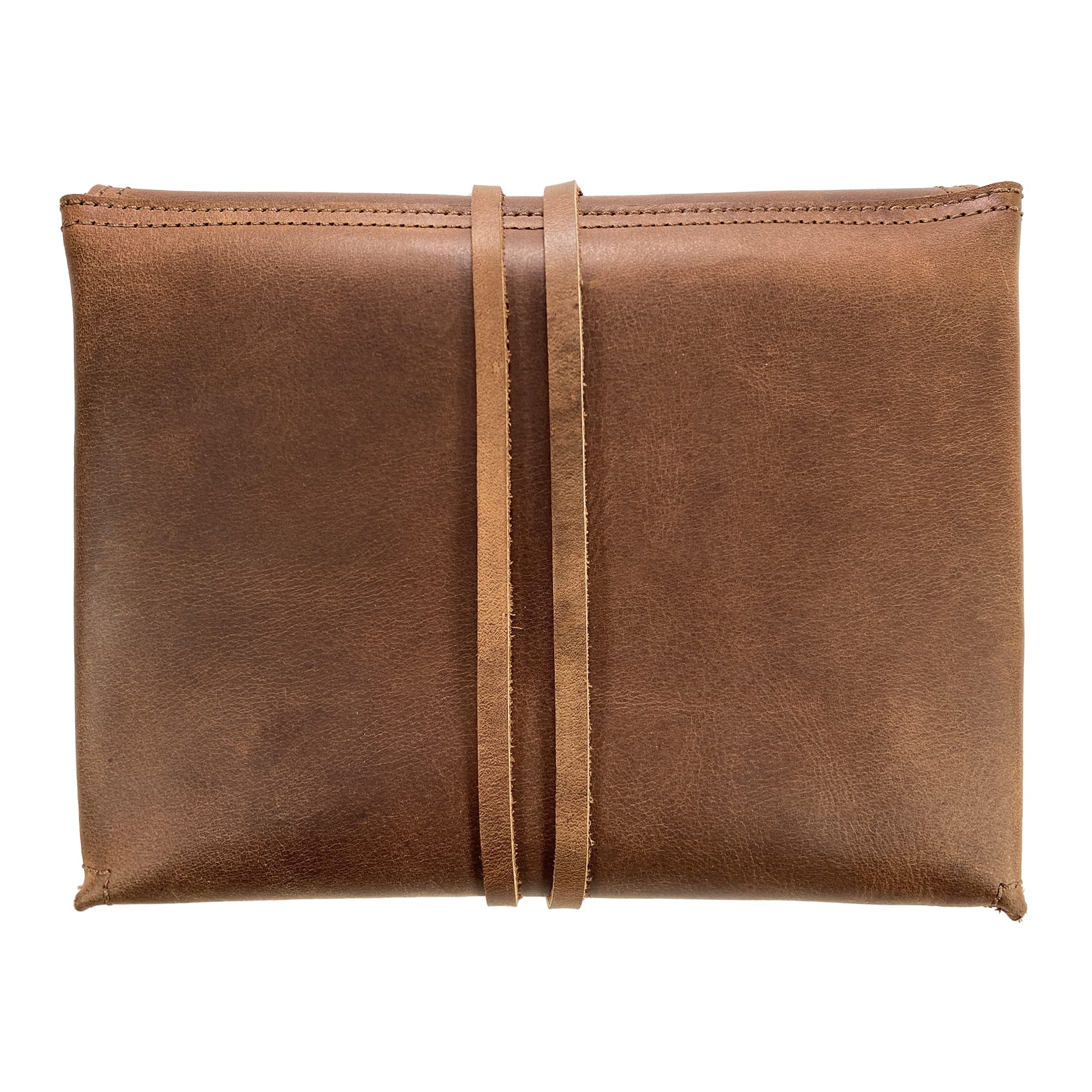 Saddle & Hide Co., Classic Organizer Bag with Strap, Multipurpose Pouch for Cosmetics, Wallets, Cellphones, Full Grain Leather, Handmade, Bourbon Brown