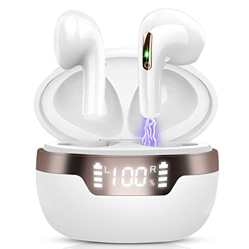 Wireless Earbud, Bluetooth 5.2 Headphones 2022 Bluetooth Earbud with HD Mic, Wireless Earphones in Ear Ear buds with USB-C Charging Case, IP7 Waterproof Deep Bass, Dual LED, 40H Mini Headset for Sport
