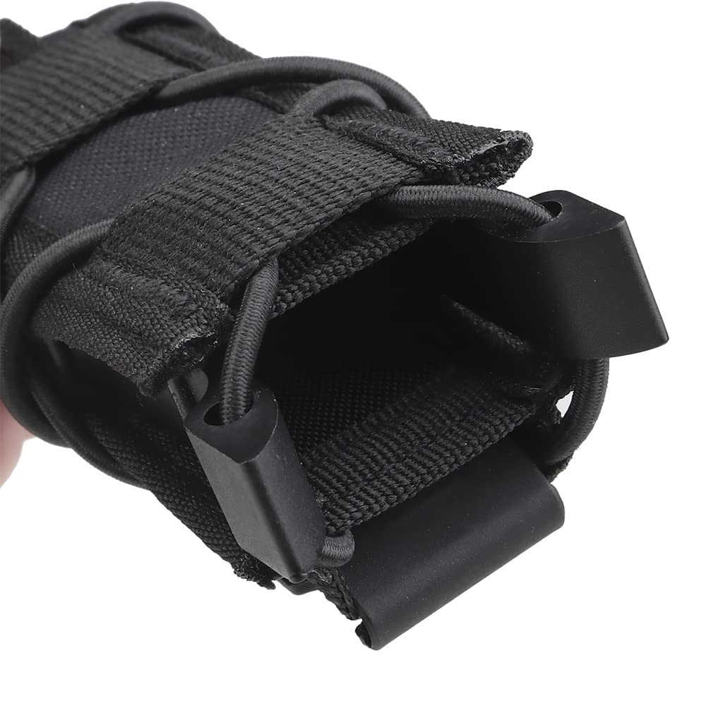 Tactical Magazine Pouch 9mm Pistol Single Mag Bag Molle Flashlight Pouch Torch Holder Hunting Knife Holster Shooting Airsoft (Color : MG-48-BLK)