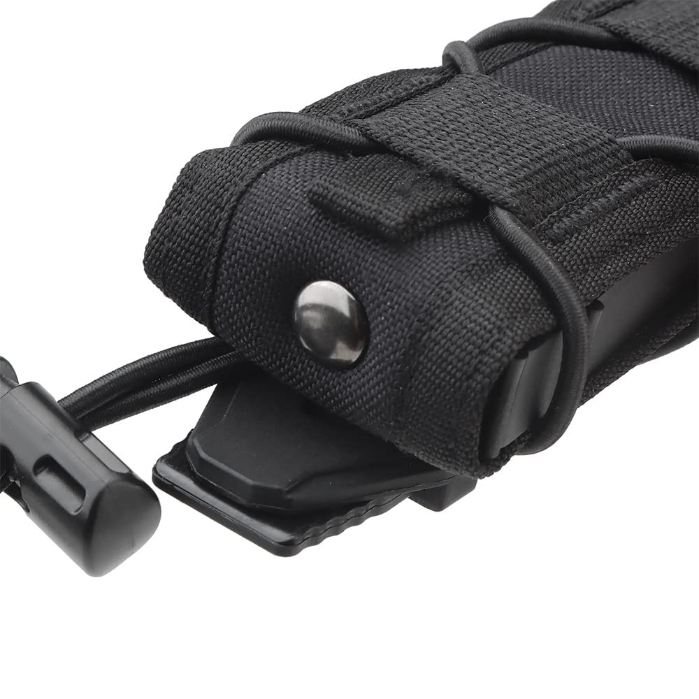 Tactical Magazine Pouch 9mm Pistol Single Mag Bag Molle Flashlight Pouch Torch Holder Hunting Knife Holster Shooting Airsoft (Color : MG-48-BLK)