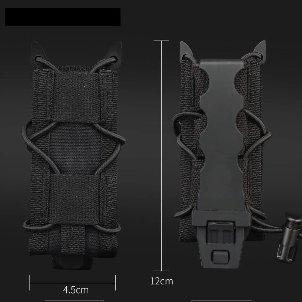 Tactical Magazine Pouch 9mm Pistol Single Mag Bag Molle Flashlight Pouch Torch Holder Hunting Knife Holster Shooting Airsoft (Color : MG-48-BLK)