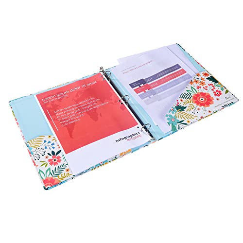 1-inch 3-Ring-Binder with Pockets 1'' Decorative Round Ring Binders for School Holds US Letter Size 8.5'' x 11'' 200 Sheets for Office/Home/Back to School, 2 Pack
