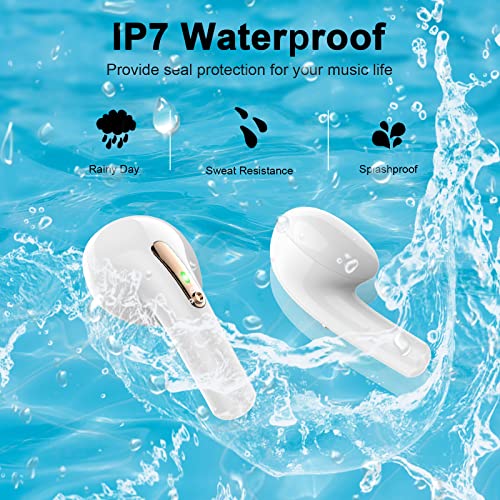 Wireless Earbud, Bluetooth 5.2 Headphones 2022 Bluetooth Earbud with HD Mic, Wireless Earphones in Ear Ear buds with USB-C Charging Case, IP7 Waterproof Deep Bass, Dual LED, 40H Mini Headset for Sport