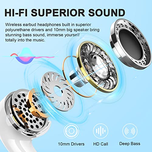 Wireless Earbud, Bluetooth 5.2 Headphones 2022 Bluetooth Earbud with HD Mic, Wireless Earphones in Ear Ear buds with USB-C Charging Case, IP7 Waterproof Deep Bass, Dual LED, 40H Mini Headset for Sport