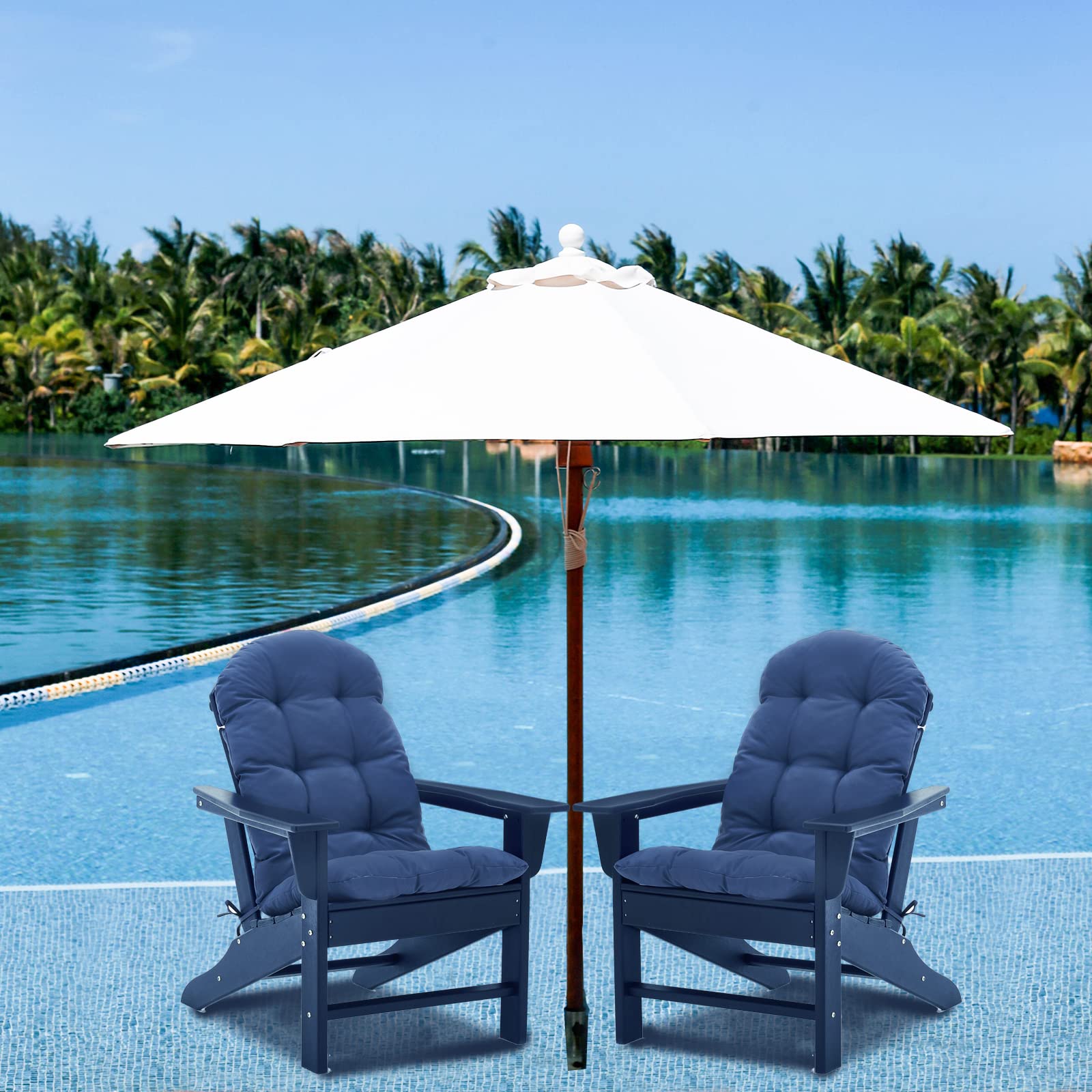 Outdoor Adirondack/Rocking Chair Cushions, Waterproof, Weather-Resistant, Terrace, Doorway, Leisure Relaxation (2 Count)