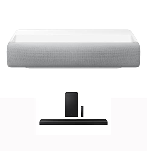 Samsung SP-LSP9T 130" The Premiere 4K Smart Laser Short-Throw Projector with a Samsung HW-Q600A 3.1.2 Ch Dolby Atmos Soundbar with Wireless Subwoofer (2021)