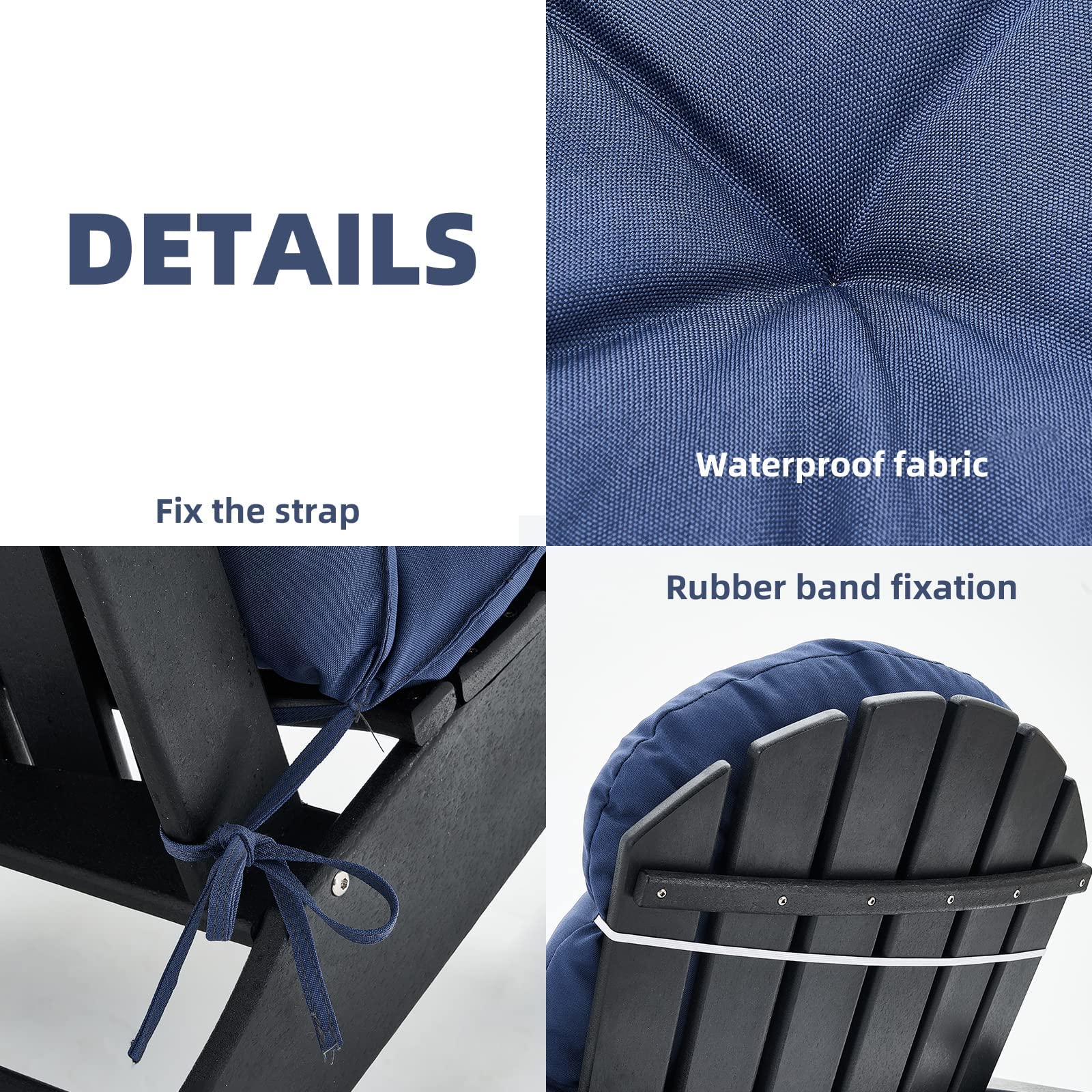 Outdoor Adirondack/Rocking Chair Cushions, Waterproof, Weather-Resistant, Terrace, Doorway, Leisure Relaxation (2 Count)