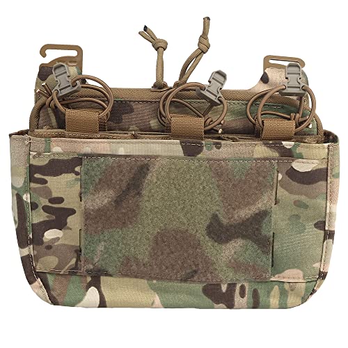 G-Hook DOPE Front Flap Double Stack Abdominal Fanny Pack Triple Magazine Insert Pouch for Tactical Chest Rig Vest Cp