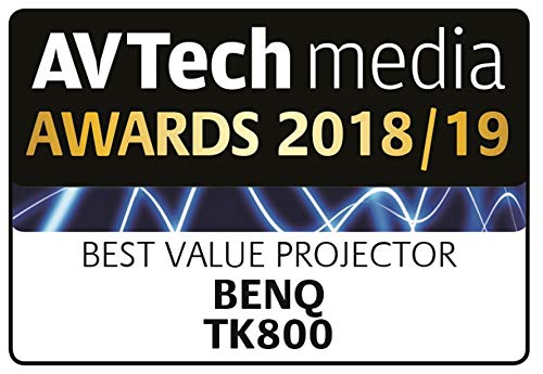 BenQ TK800 True 4K UHD HDR Home Entertainment Projector, DLP, 3000 Lumens, HMDI, Football Mode - White/Blue