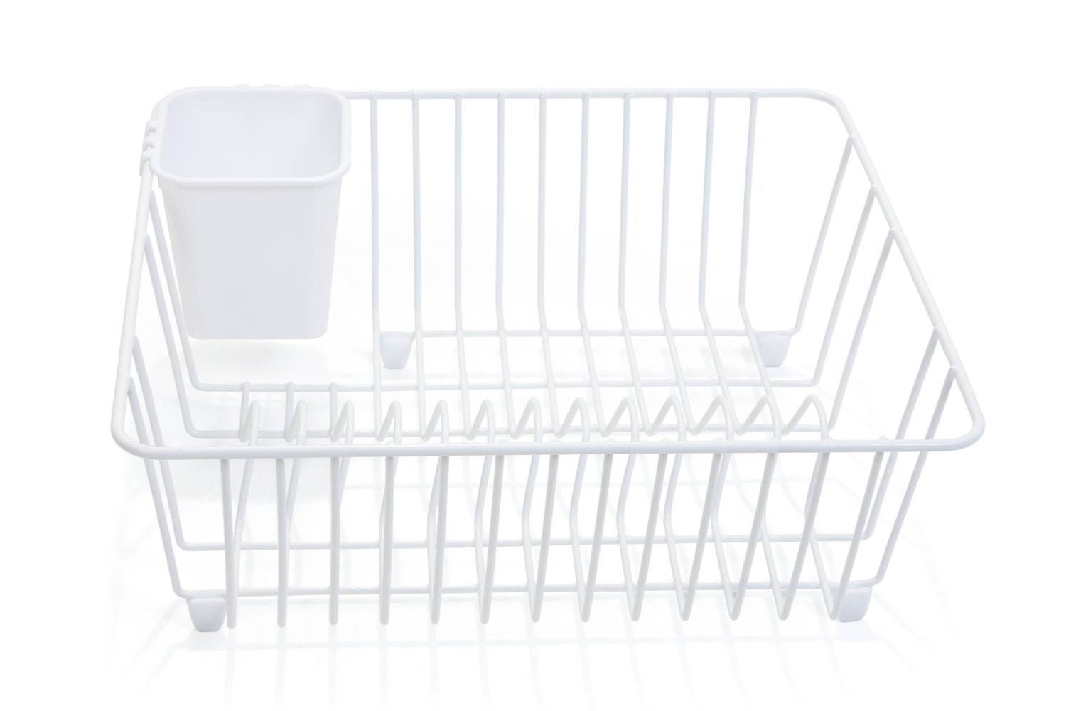 Smart Design Dish Drainer Rack - Small - In Sink or Counter Drying - Steel Metal Wire - Cutlery, Plates, Dishes, Cups, Silverware Organization - Kitchen (White - 14 x 5.5 Inch)
