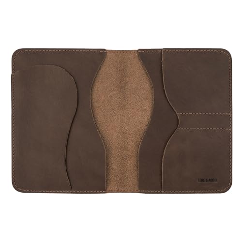 Hide & Drink, Double Passport Cover with Slots for Bills and Keys, Rustic Case, ID Organizer, Full Grain Leather, Handmade Accessories, Bourbon Brown