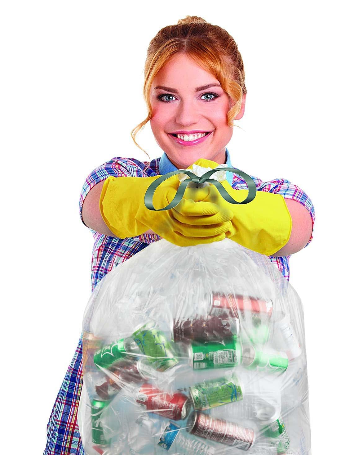 Ultrasac 13 Gallon 0.69 MIL Clear Drawstring Trash Bags - 24" x 27" - Pack of 60 - For Home, Kitchen, Bathroom, & Office
