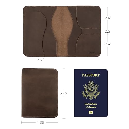 Hide & Drink, Double Passport Cover with Slots for Bills and Keys, Rustic Case, ID Organizer, Full Grain Leather, Handmade Accessories, Bourbon Brown