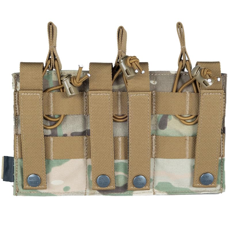 OneTigris Tactical Molle Mag Pouch,Open Top Triple Magazine Pouch for 5.56mm M4 M16 AK AR Glock M1911 9mm with Quick Release Kydex Insert and MOLLE Compatible(Camouflage)
