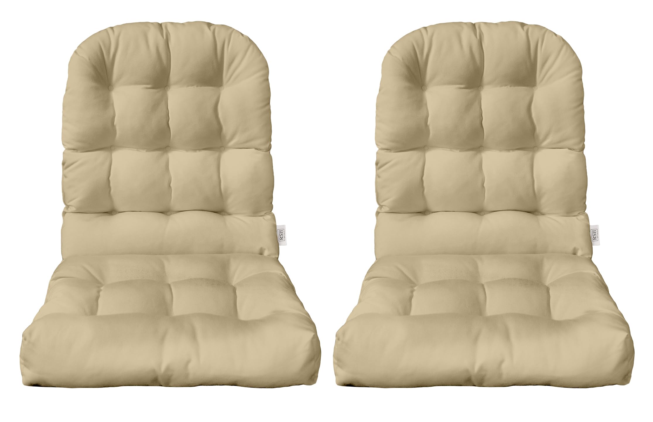 RSH DECOR Indoor Outdoor Tufted Adirondack Chair Seat Cushion - Made from Sunbrella Fabric - Choose Color and Quantity (Canvas Antique Beige, 2)