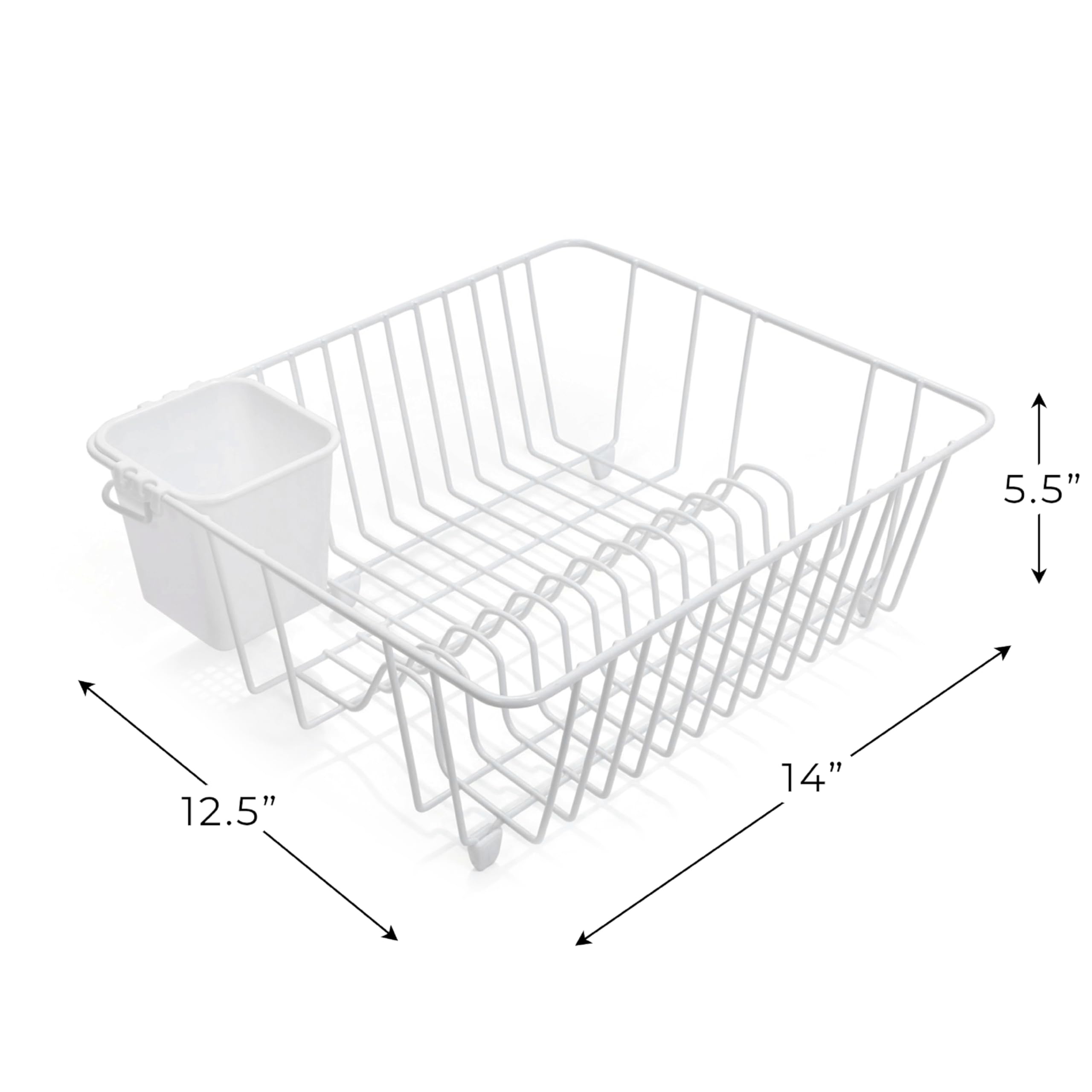Smart Design Dish Drainer Rack - Small - In Sink or Counter Drying - Steel Metal Wire - Cutlery, Plates, Dishes, Cups, Silverware Organization - Kitchen (White - 14 x 5.5 Inch)