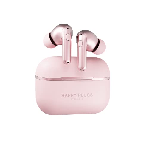 Happy Plugs Air 1 Zen – Fashion & Premium True Wireless in-Ear Earbuds – 30 Hours Battery Life – Passive Noise Cancellation - Pink Gold