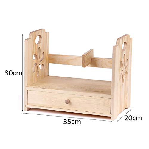 PSVOD Bookshelf Simple Desktop Bookshelf Wooden Combination Small Bookshelf Natural Texture Desktop Organizer Display Stand 35×20×30 cm Storage Shelf bookends