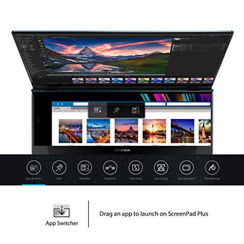 ASUS ZenBook Pro Duo UX581 15.6” 4K UHD NanoEdge Bezel Touch, Intel Core i7-9750H, 16GB RAM, 1TB PCIe SSD, GeForce RTX 2060, Innovative ScreenPad Plus, Windows 10 Pro - UX581GV-XB74T, Celestial Blue