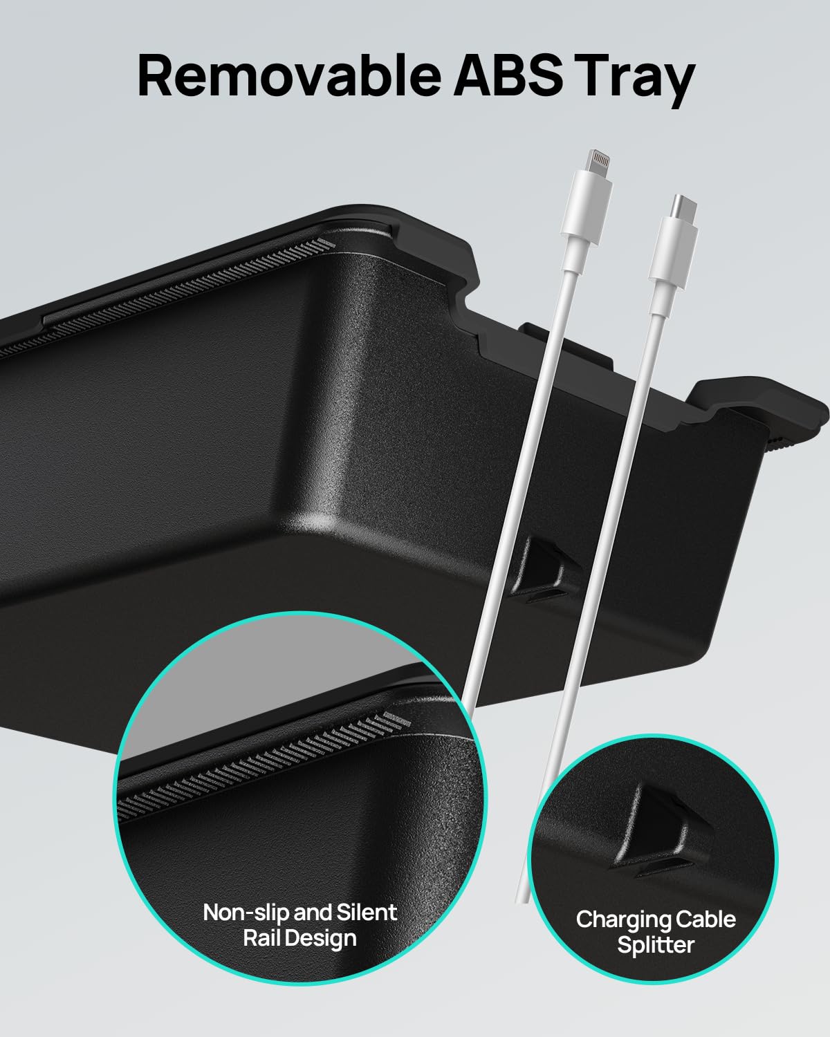HALOBLK Center Console Organizer Tray, Two-Tier Removable Design Compatible with Tesla Model 3 (2021-2023) Model Y (2021-2024) [Not Compatible with 2024-2025 Model 3 Refresh & 2025 New Model Y]
