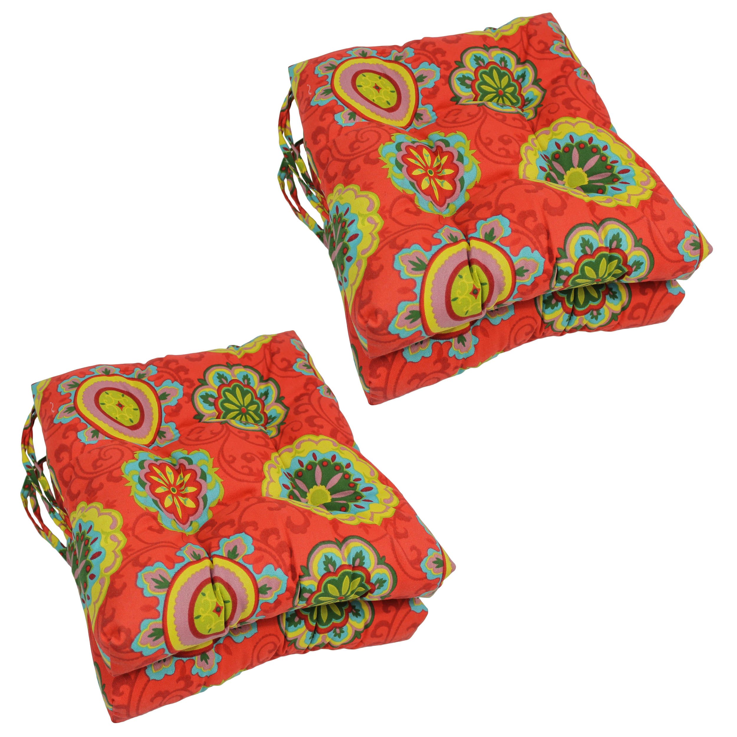 Blazing Needles 16-inch Outdoor Square Chair Cushion, 16" x 16", Farrington Terrace Grenadine 4 Count